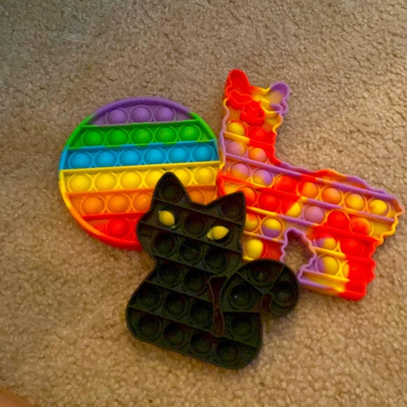 Toys | Rainbow Circle Pop It Llama Tiedye Pop It Black Cat With Yellow ...